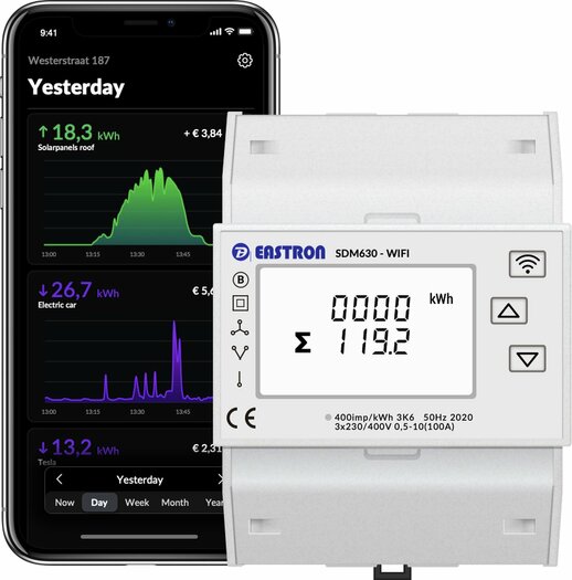 HomeWizard Eastron WiFi kWh meter 3-fase MID - 100A - Inzicht via App ... HomeWizard Eastron WiFi kWh meter 3-fase MID - 100A - Inzicht via App ...